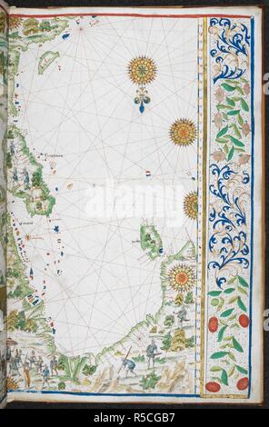 16th century Map of China and South East Asia, Siam, Borneo, Indonesia ...