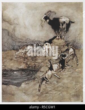 'The Wolf and the Seven Young Kids' is an illustration by Hermann Vogel ...