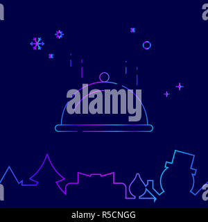 Dinner table gradient line icon, simple illustration on a dark blue ...