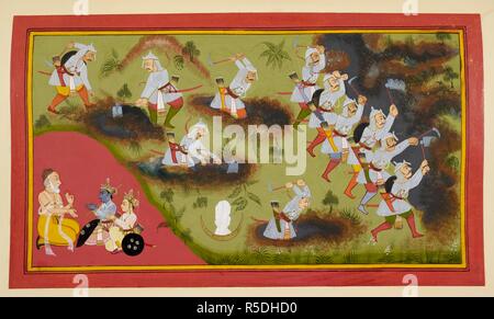 The sons search for the horse. Ramayana, Bala Kanda. Udaipur, 1712 ...