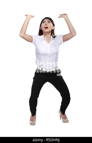 Isolated business woman carry something Stock Photo - Alamy