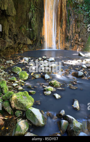 Caribbean, St Lucia, Diamond Botanical Gardens, Diamond Falls Stock ...