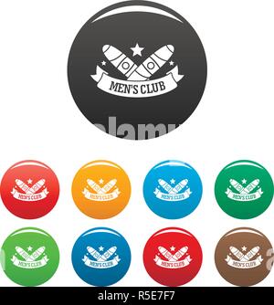 Cigar men club icons set 9 color vector isolated on white for any ...