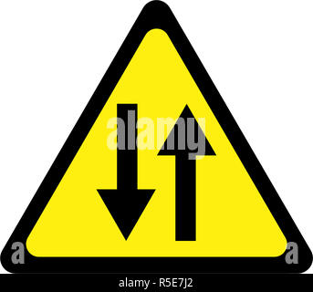 warning triangle two way traffic ahead Stock Photo - Alamy