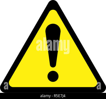 Yellow triangle warning sign with exclamation mark isolated on white ...