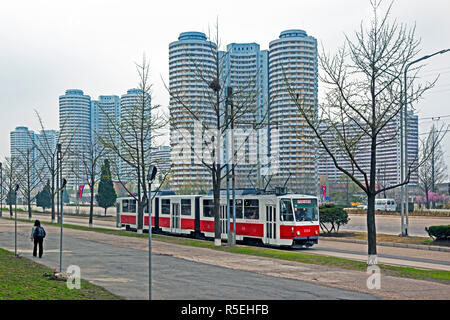 Typical city street scene, Pyongyang, Democratic People's Republic of ...