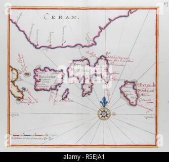 Map of the island of Ceram (Seram), Indonesia. DUTCH PORTOLANO ...