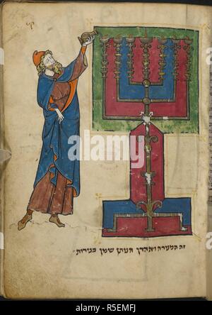 Aaron the Priest lighting the Menorah. North French Miscellany. North ...
