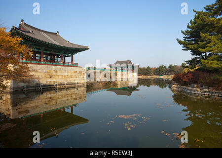 Asia South Korea Kyongju Anapji Pond palace pavillion architecture ...
