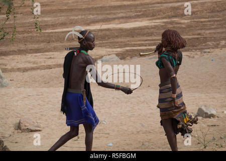 Part of the Bull Jumping Ceremony, Omo Valley,Ethiopia Stock Photo - Alamy