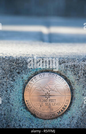 The Mile-High City. Steps of the Colorado State Capitol in Denver with ...