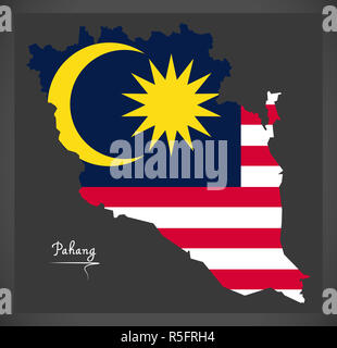 Pahang flag. Flag of Malaysian state Pahang waving on an isolated white ...