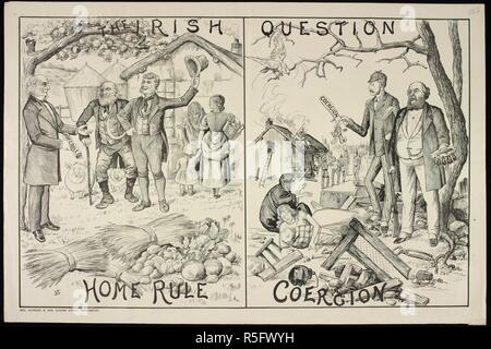 IRISH HOME RULE 1890 cartoon showing Gladstone offering Erin (Ireland ...