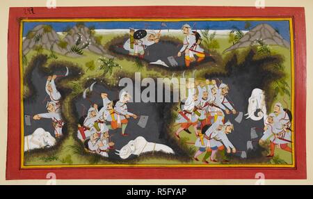 The sons search for the horse. Ramayana, Bala Kanda. Udaipur, 1712 ...
