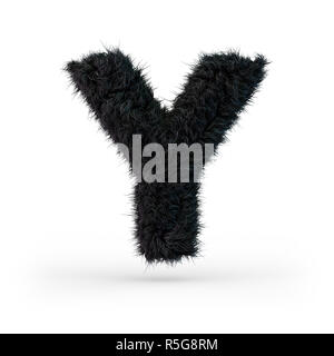 Uppercase fluffy and furry black font. Letter Z. 3D rendering Stock ...