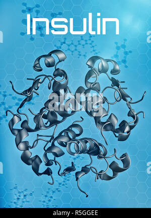 Insulin 3D molecular model Stock Photo - Alamy