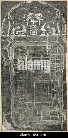 Chinese town plan, This rubbing of a map of Suzhou is taken from a ...