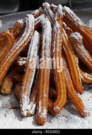 Delicious fried churros with sugar high view. High resolution photo ...