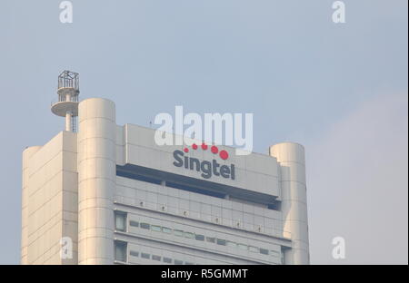 Mobile phone with logo of Singaporean company Keppel Offshore and ...