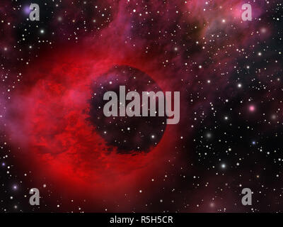 Mystic universe with weird mysterious red planet Stock Photo - Alamy