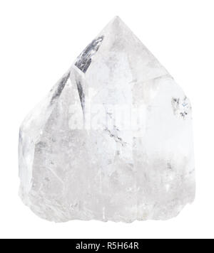 specimen of natural raw section of quartz-filled geode cutout on white ...