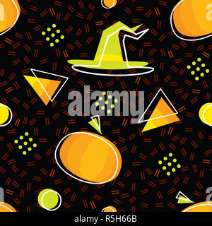 Halloween seamless pumpkins and witch hat and ghost pattern for fabrics ...