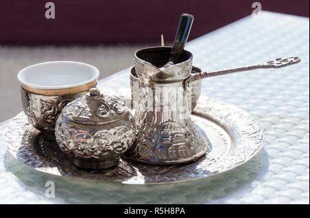 Traditional Bosnian coffee with lokum Stock Photo - Alamy