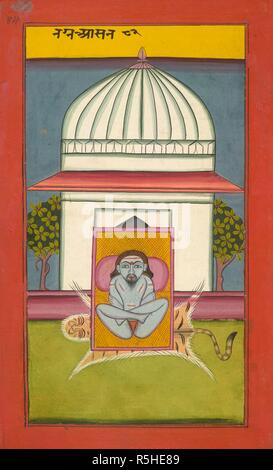 India: Shiva seated on a tiger skin, the Ganges falling from his hair ...