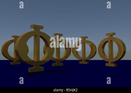 greek phi uppercase letters on blue shining,slightly reflecting surface ...