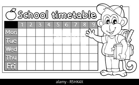 Coloring book school timetable 9 - picture illustration Stock Photo - Alamy