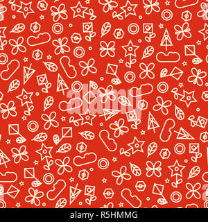 Seamless minimalist doodle flower pattern background. Calm two tone ...