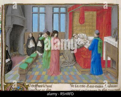 Death of Godfrey of Bouillon, (Miniature only) Death-bed of Duke ...