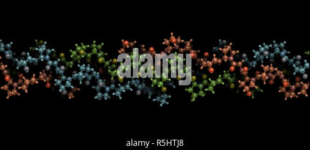 Chemical structure of a collagen model protein. Collagen has a triple ...