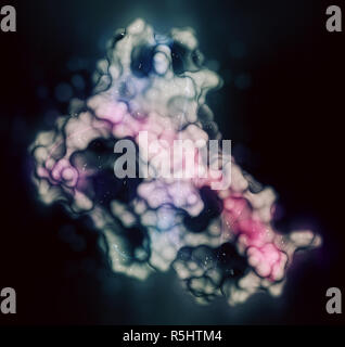 Human major prion protein molecule. Computer model showing the ...