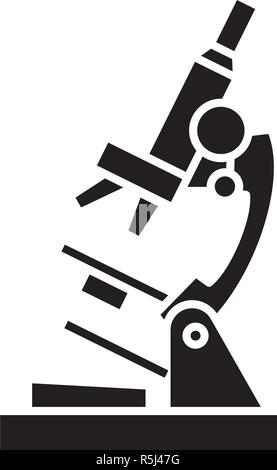 microscopy icon, black vector sign with editable strokes, concept ...