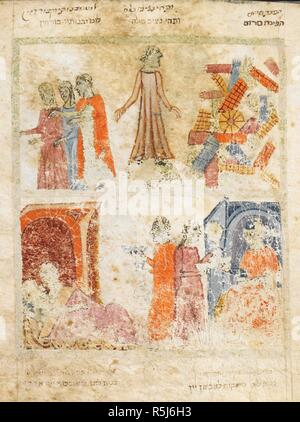Passover scenes from the Old Testament from the 'Haggadah Pesach', or ...