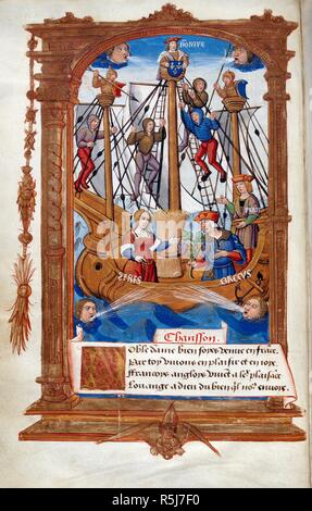 Pageant at Porte Saint-Denis, (Whole folio) Pageant at the Porte Saint ...