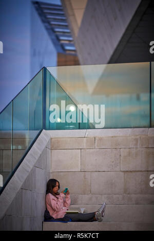 On the steps on Museum of Liverpool, Liverpool, England Stock Photo - Alamy