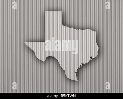 Map of Texas on corrugated iron Stock Photo - Alamy