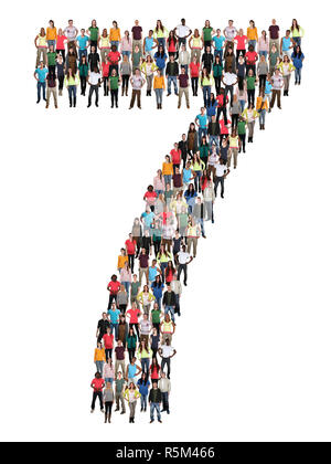 Number seven 7 group of people isolated on a white background Stock ...