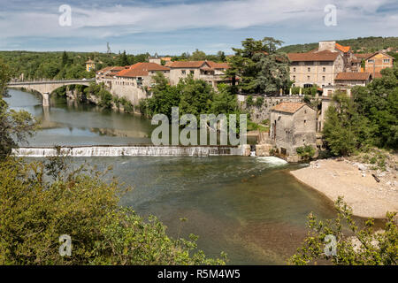 The village Ruoms in the Ardeche, France Stock Photo - Alamy