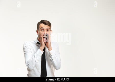 Successful business mane crying on white Stock Photo - Alamy