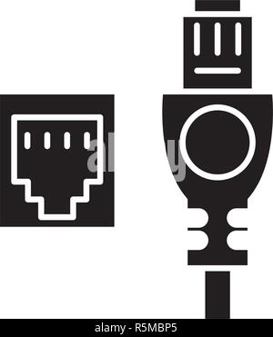 ethernet port line icon, rj45 network socket Stock Vector Image & Art ...