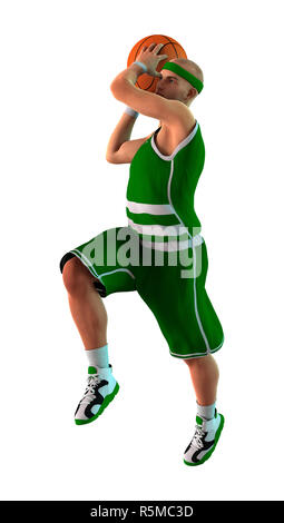 3D Rendering Basketball Player on White Stock Photo - Alamy