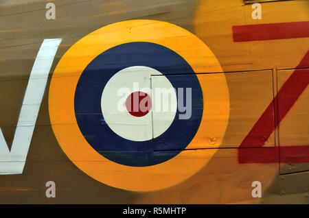The British RAF roundel on the body of a world war 2 fighter aircraft ...