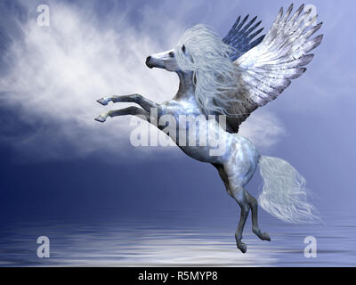 Pegasus-The white, winged divine stallion of Greek mythology is about ...