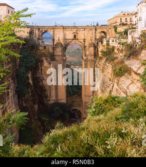Panoramic Perspective of Puente Nuevo Bridge Spanning Dramatic Ronda ...