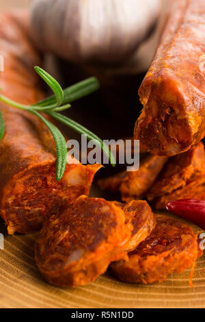 spanish traditional chorizo u200bu200bsausage,with fresh herbs Stock ...