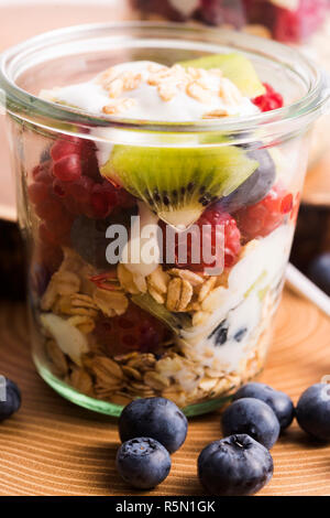 musli served with joghurt and fresh fruits Stock Photo - Alamy