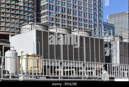 Cooling tower HVAC services on a building rooftop in Tokyo Stock Photo ...
